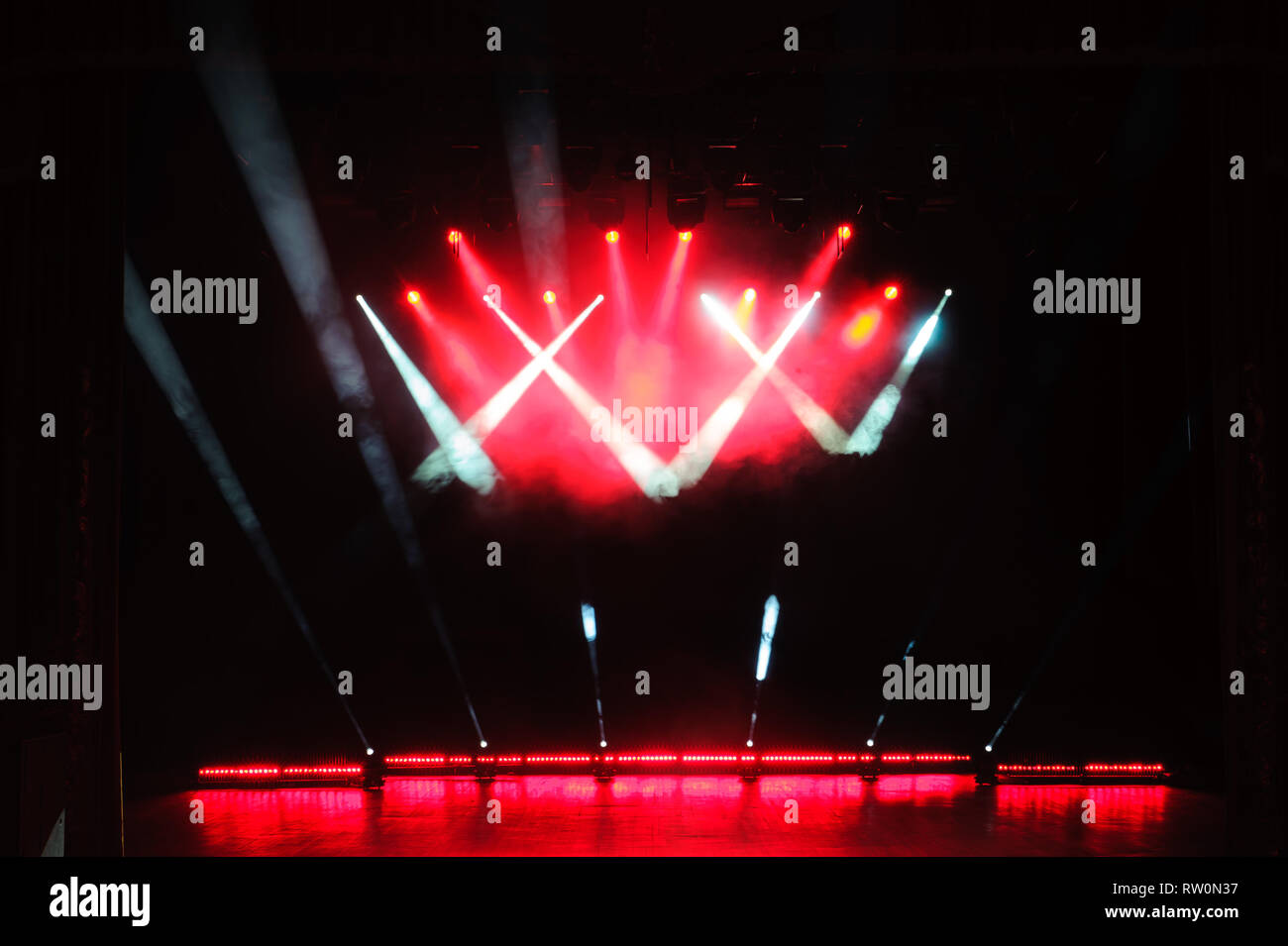 Free stage with lights, lighting devices, colored spotlights Stock ...