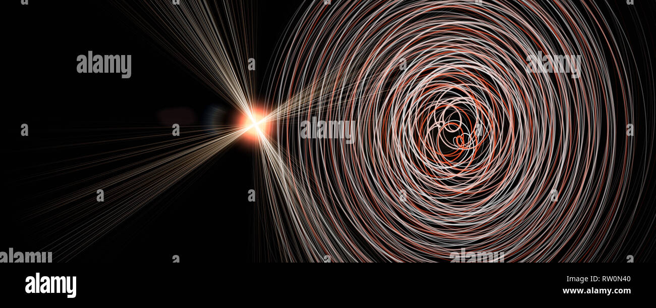 Futuristic particle panorama background design illustration with lights ...
