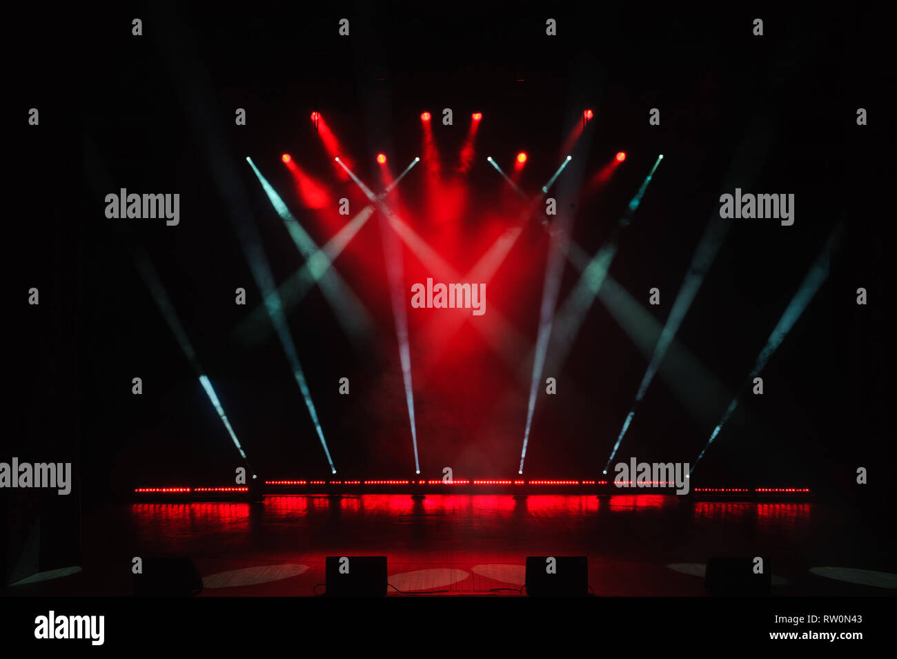 Free stage with lights, lighting devices, colored spotlights Stock ...