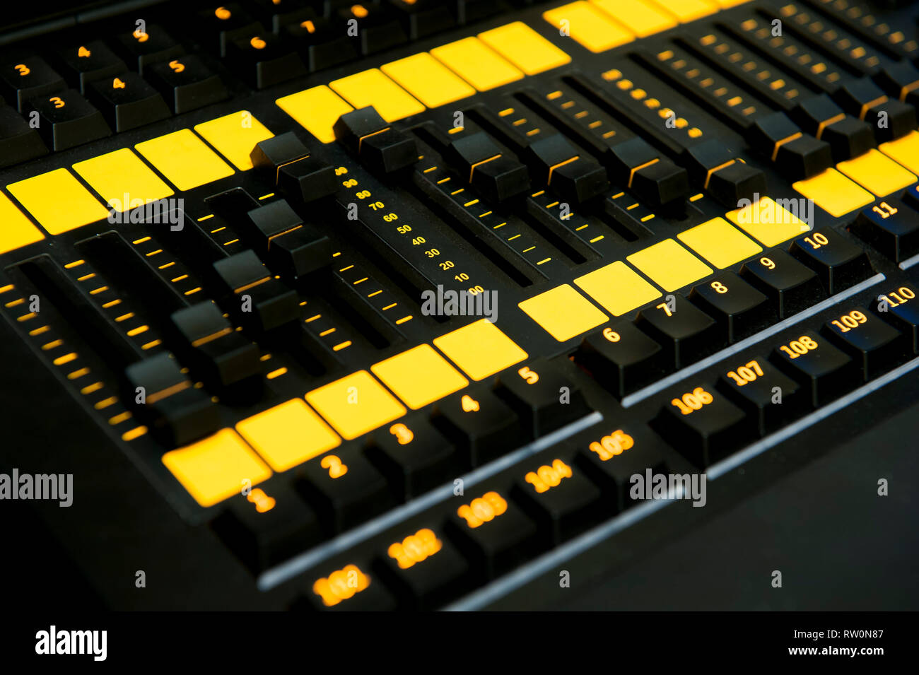 Sound control with LED backlight, sound equipment Stock Photo - Alamy