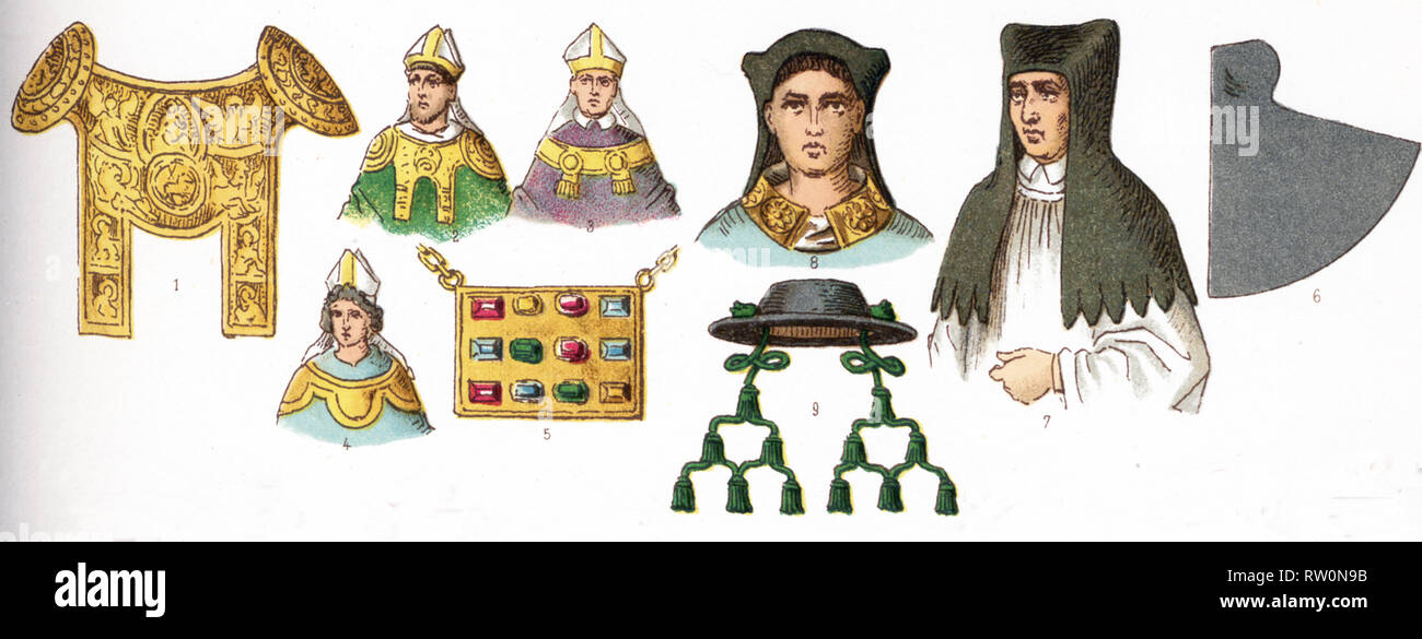 The illustrations shown here depict ecclesiastical costumes. They are ...