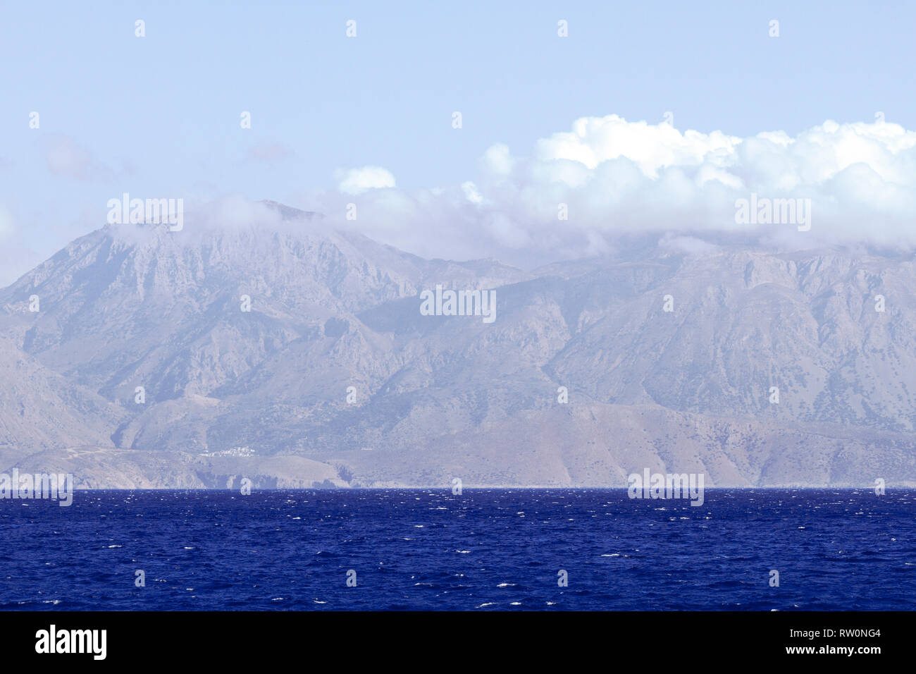 Seascape background. Crete Island landscape of Mediterranean Sea ...