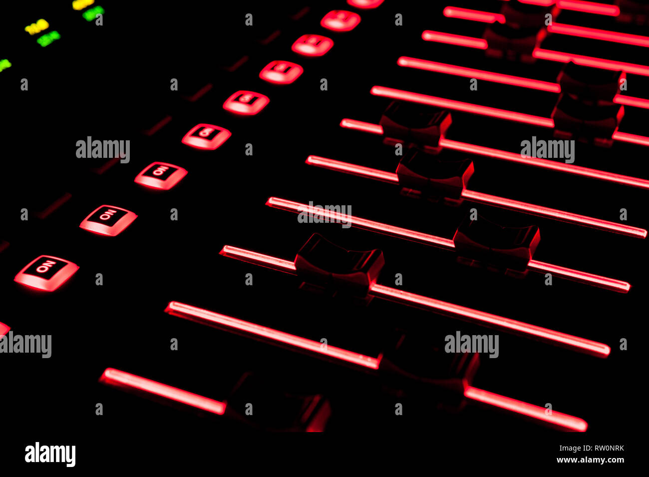 Sound control with LED backlight, sound equipment Stock Photo - Alamy