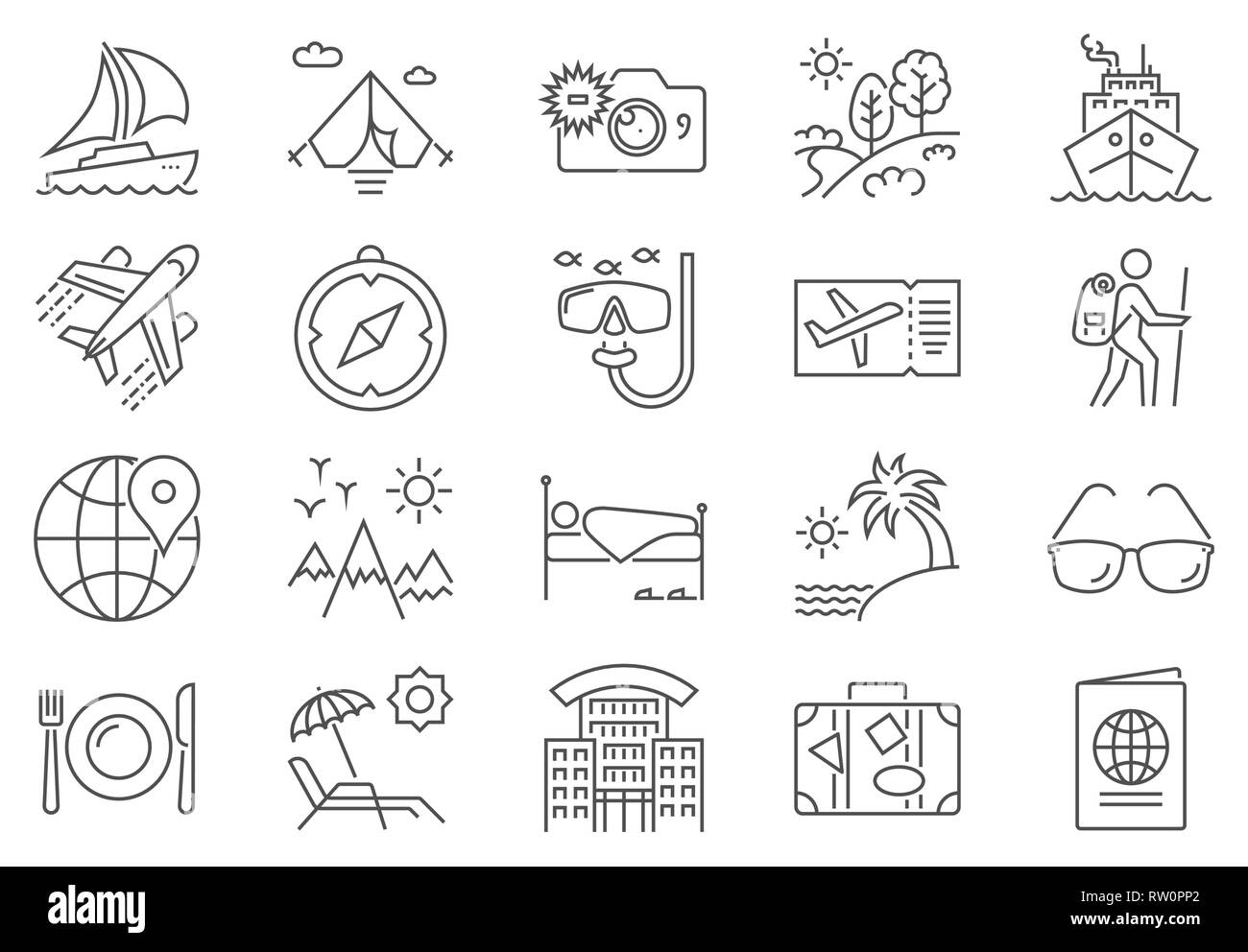 Travel Related Vector Line Icon Set Stock Vector Image And Art Alamy