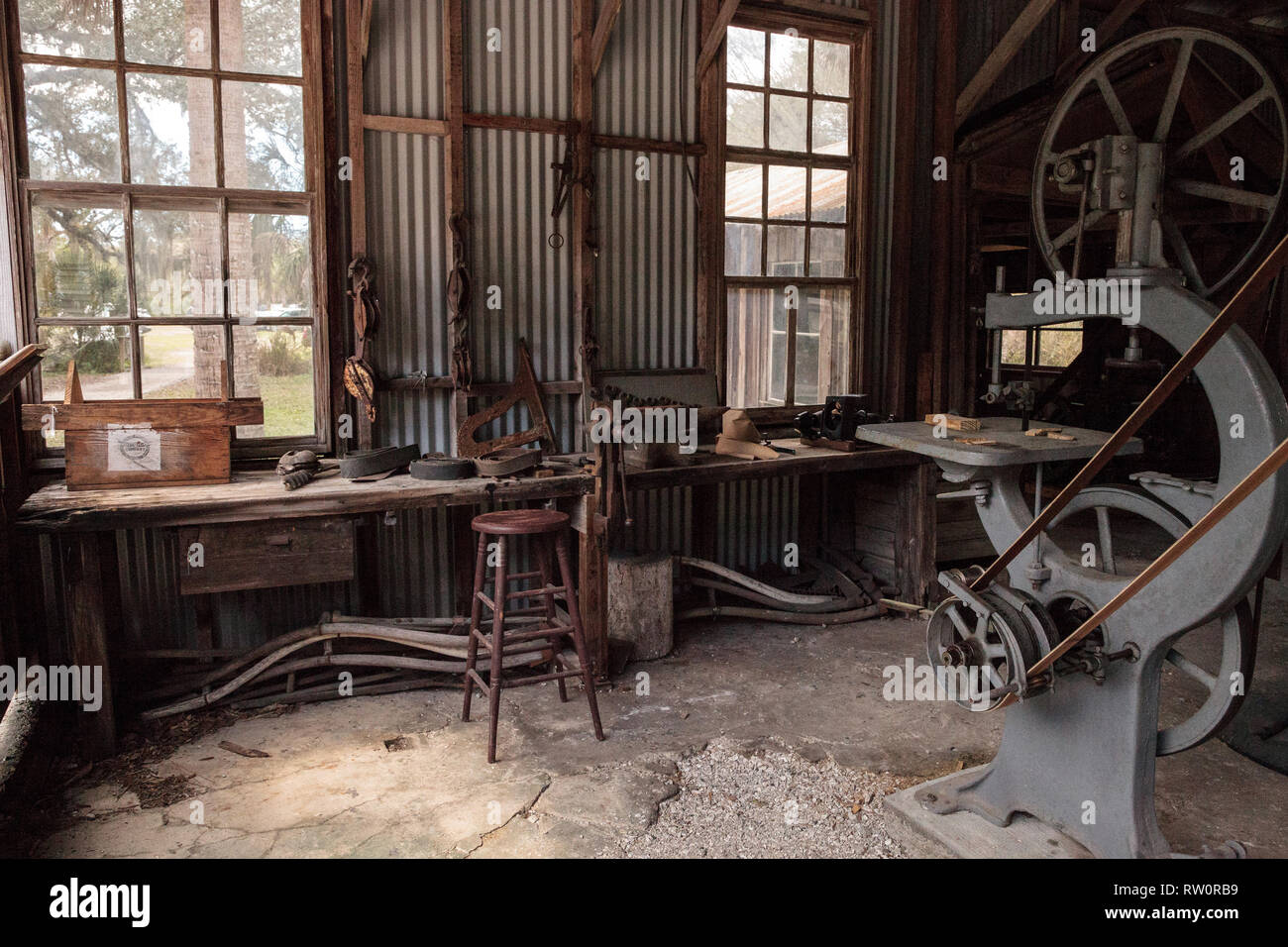 Estero, Florida, USA - February 23, 2019: 1904 Large Machine Shop at ...