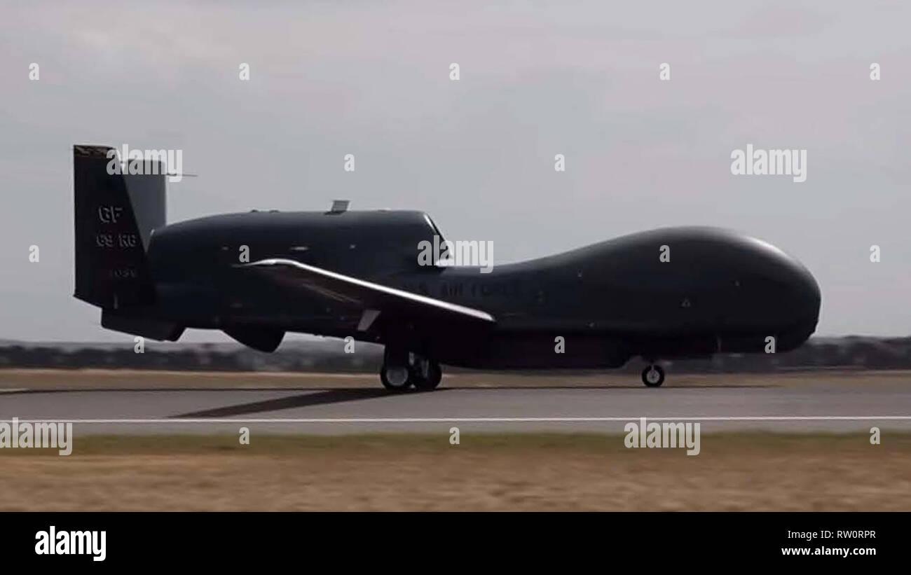 A U.S. Air Force RQ-4 Global Hawk assigned to the 36th Wing from ...