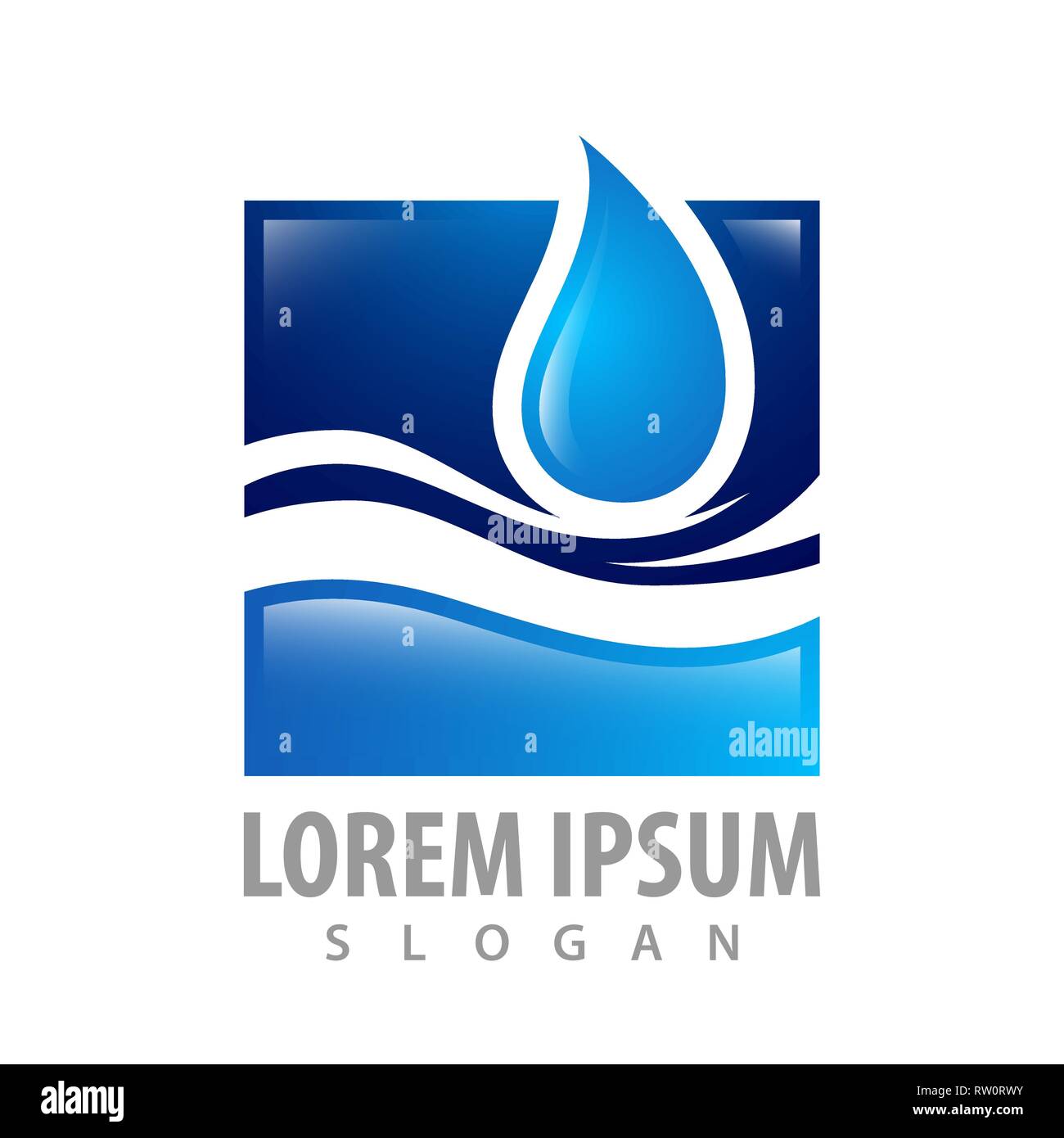 Square wave with water drop logo concept design. Symbol graphic ...