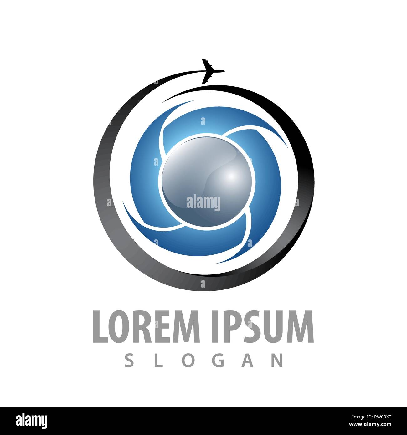 Circle swirl airplane logo concept design. Symbol graphic template ...
