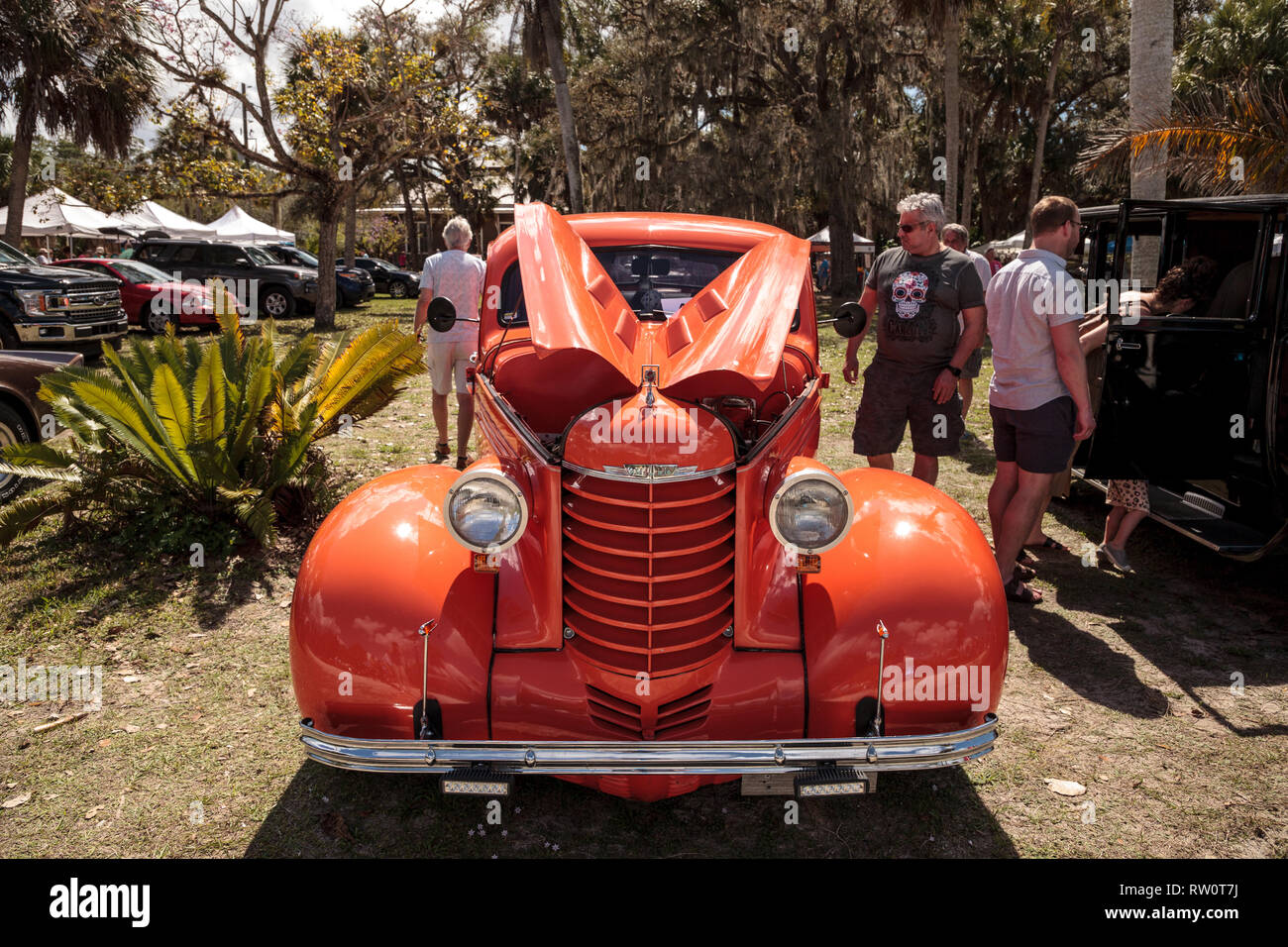 Estero, Florida, USA - February 23, 2019: Orange 1937 Oldsmobile Eight ...