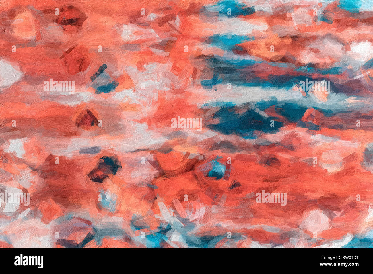 Abstract digital oil painting on canvas full of texture and bright ...