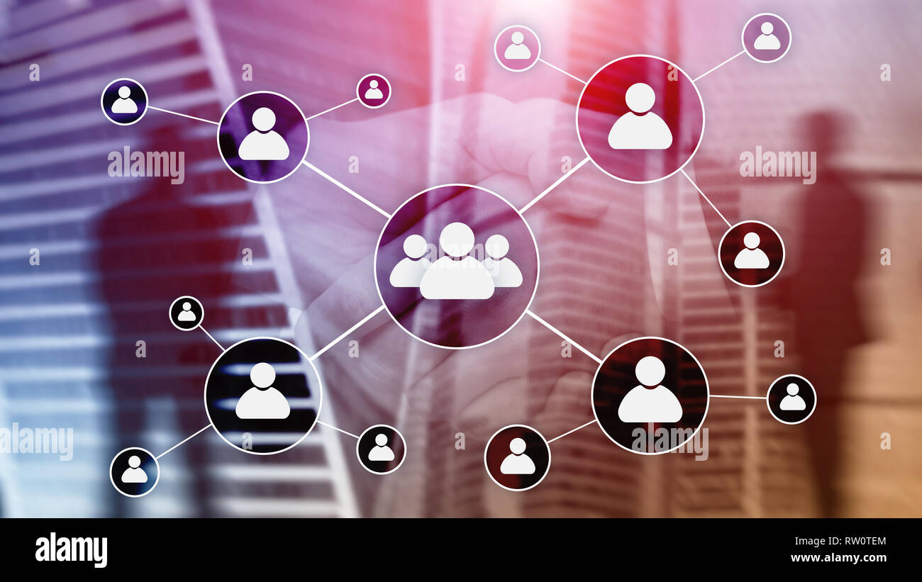 HR - Human resources management concept on blurred business center ...