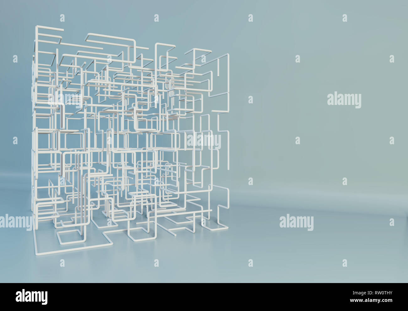 Maze boxes background. Modern technology with square mesh. Geometric abstraction lines. Cube ...