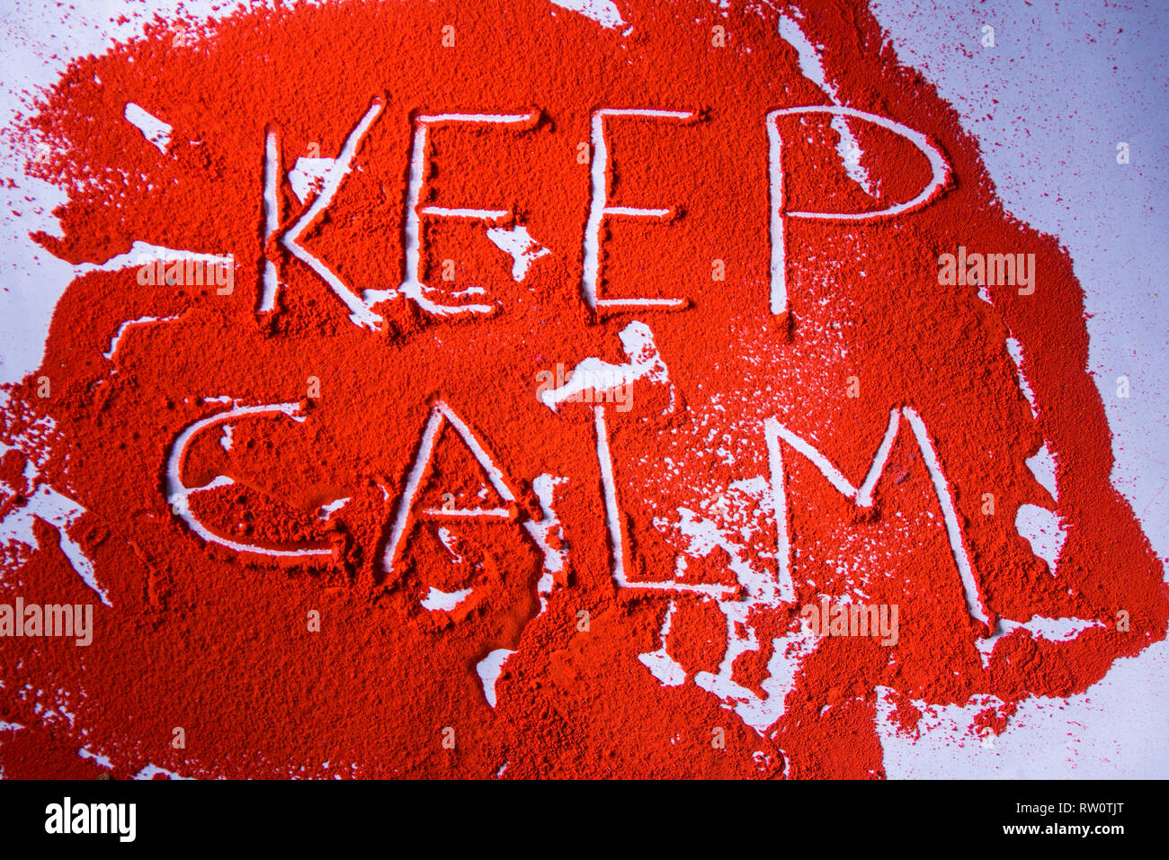 Powder written Keep Calm Stock Photo - Alamy