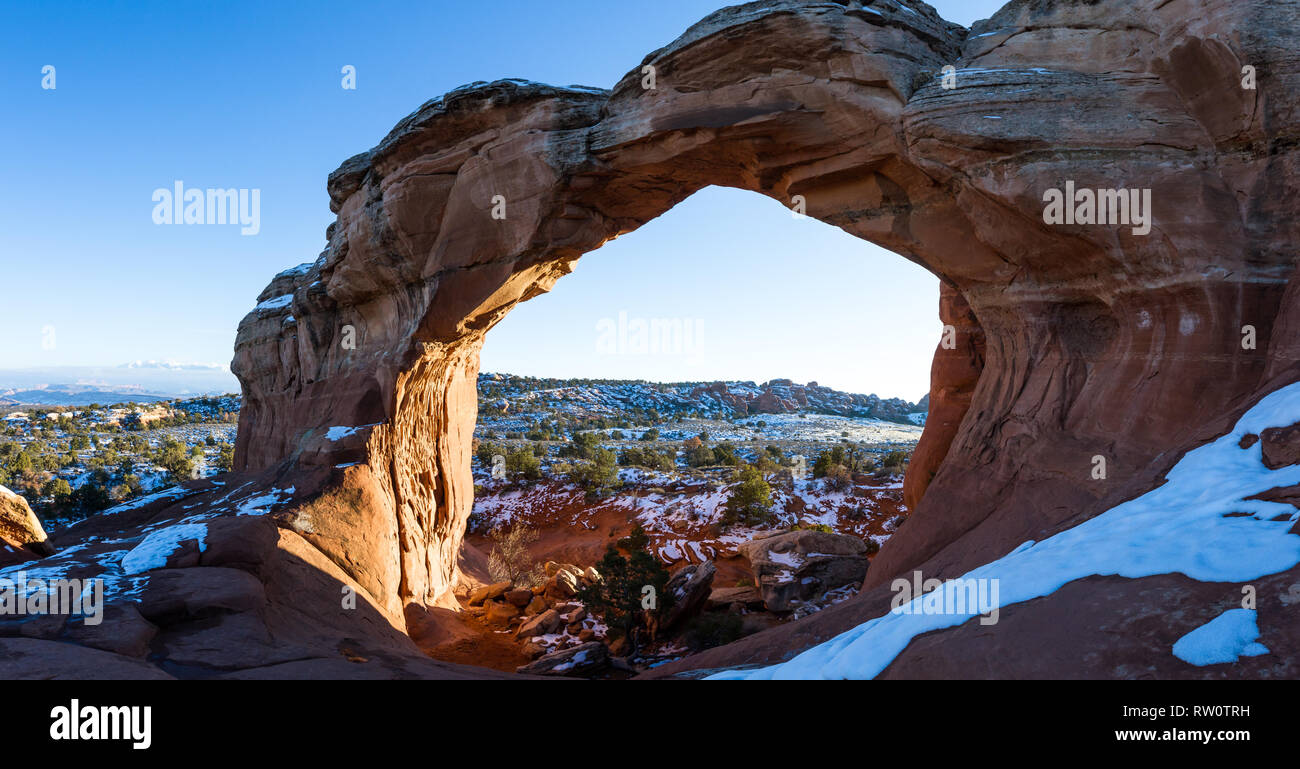 Feature known as Broken Arch with blue sky in the background Stock ...