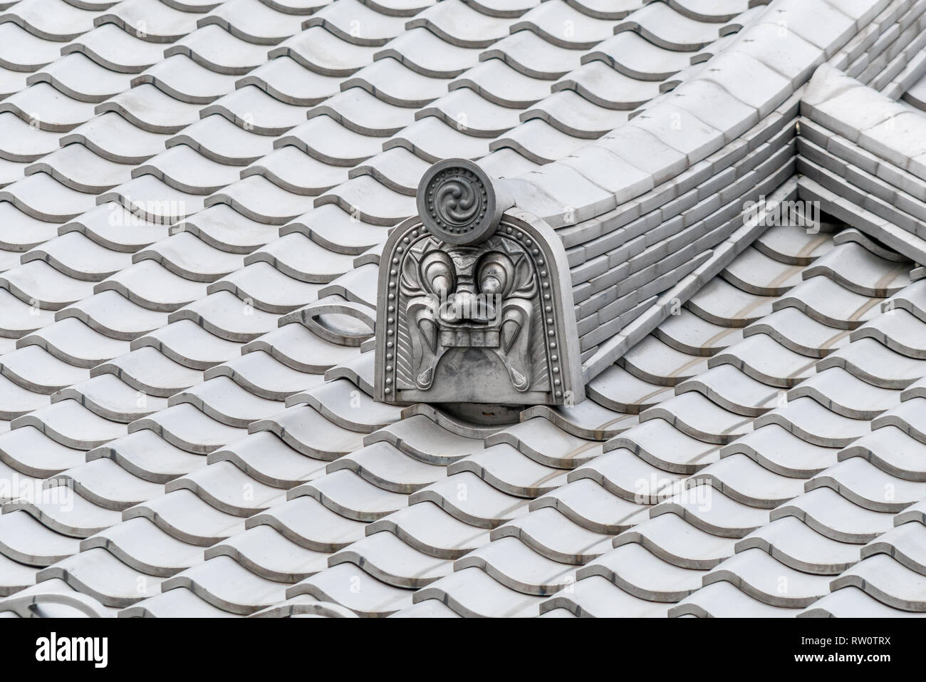 Setagaya, Tokyo, Japan - August 19, 2017: Onigawara (Ogre goblin Tile ...