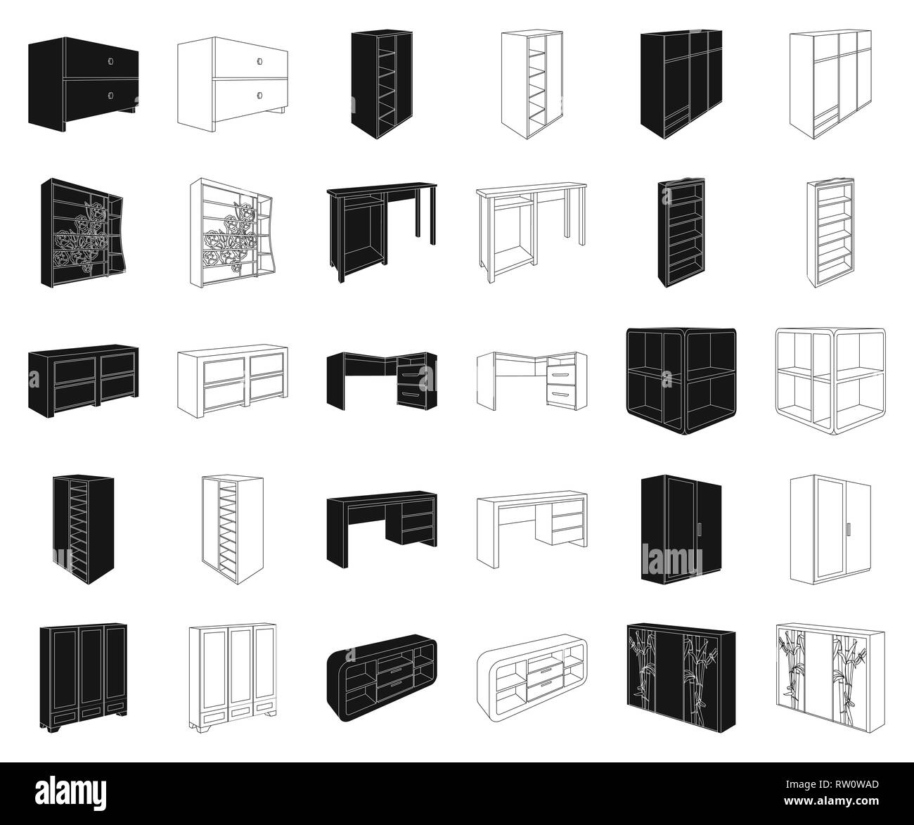 bedroom,bedside,black,outline,body,chest,collection,design,drawer ...