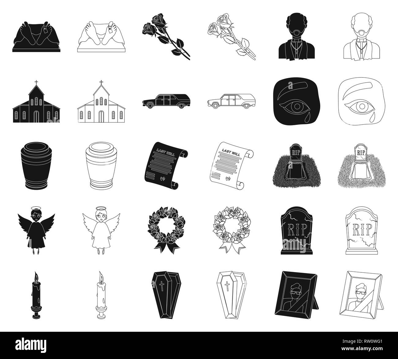 art,attribute,black,outline,burial,candle,cemetery,ceremony,church ...