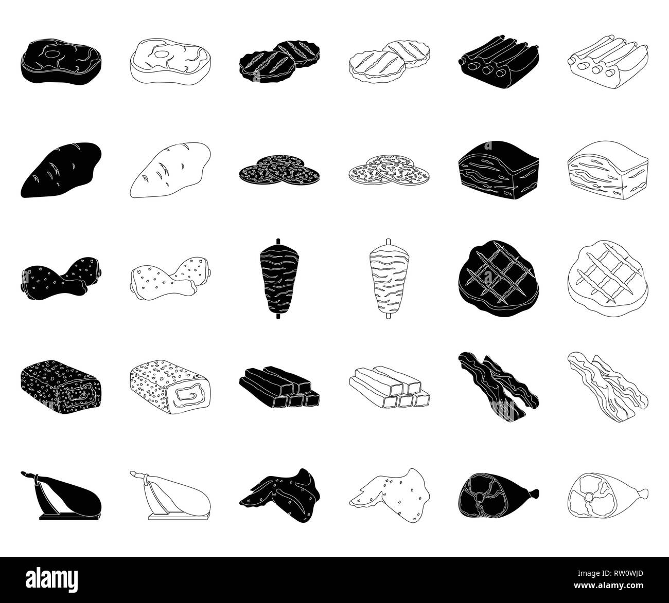 Grilled meats Stock Vector Images - Alamy