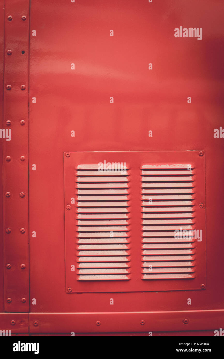 Color image of the air vents of a vintage red bus Stock Photo - Alamy