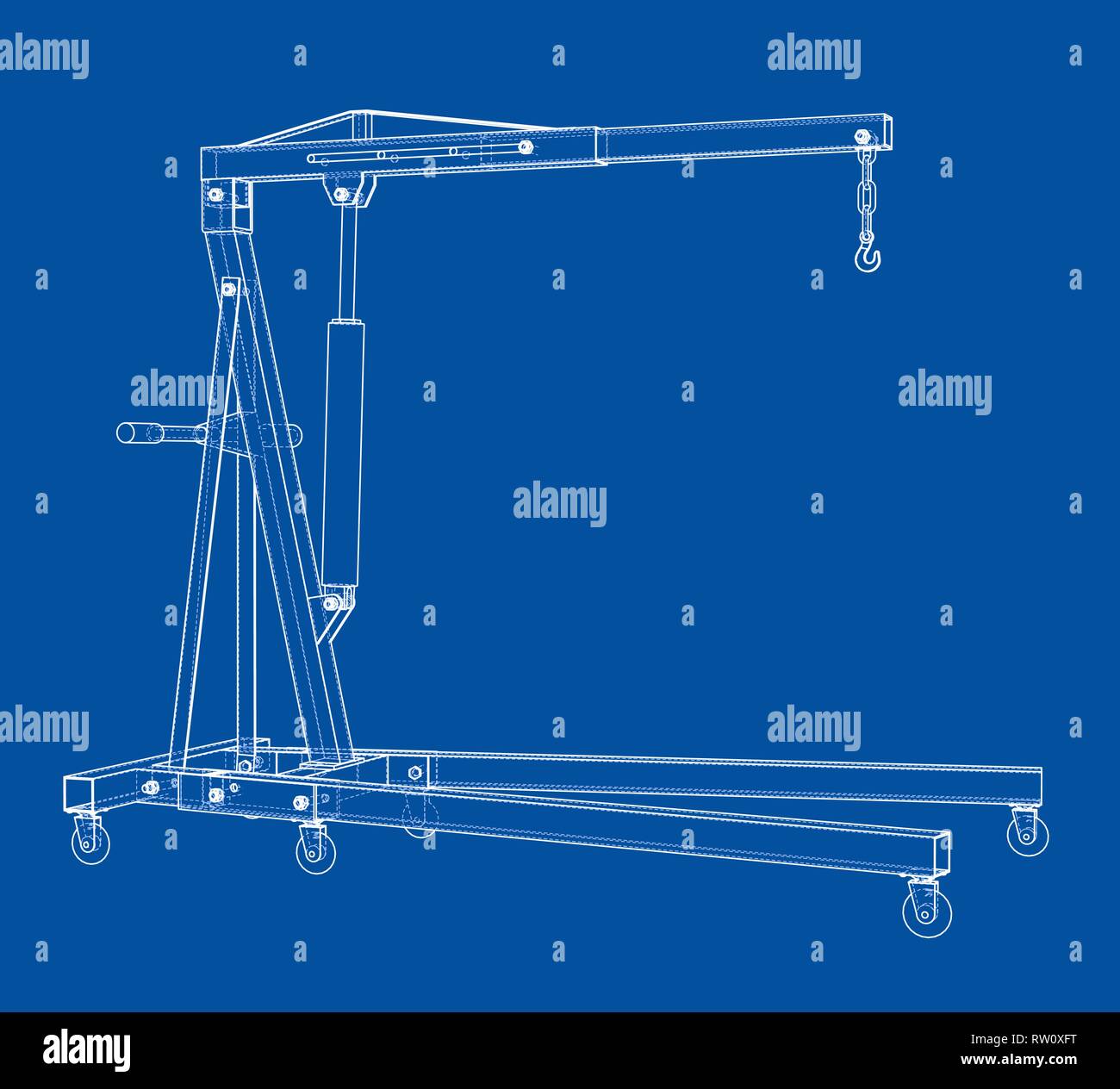 Engine hoist outline. Vector rendering of 3d Stock Vector Image & Art ...