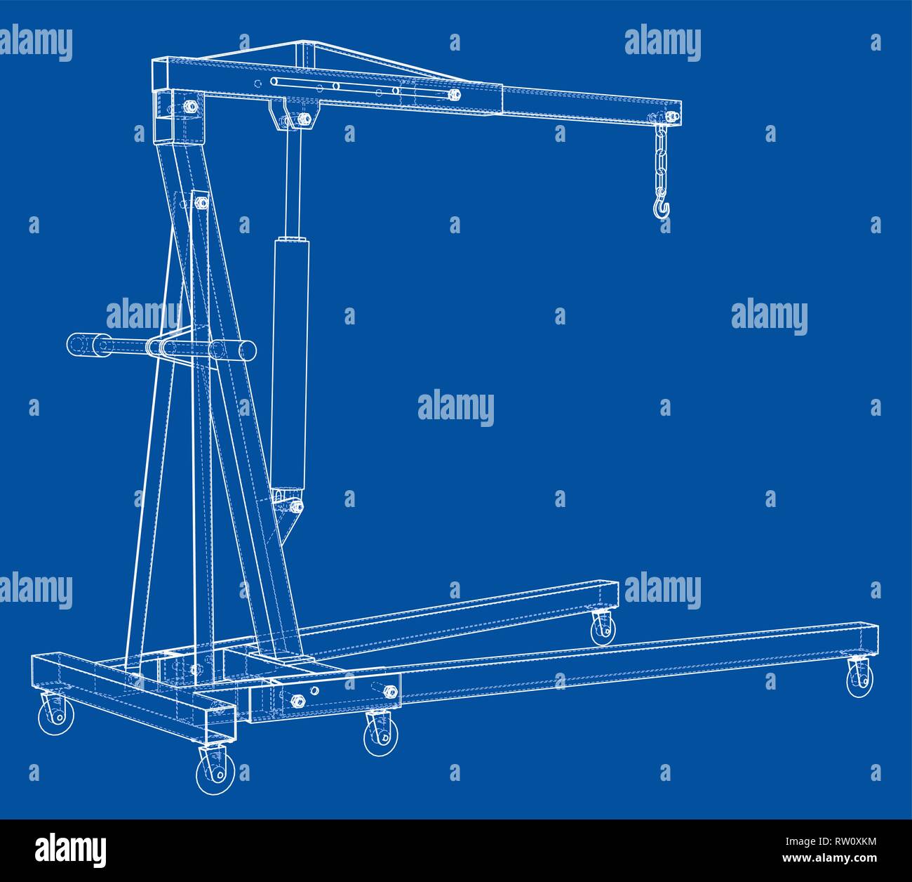 Engine hoist outline. Vector rendering of 3d Stock Vector Image & Art ...