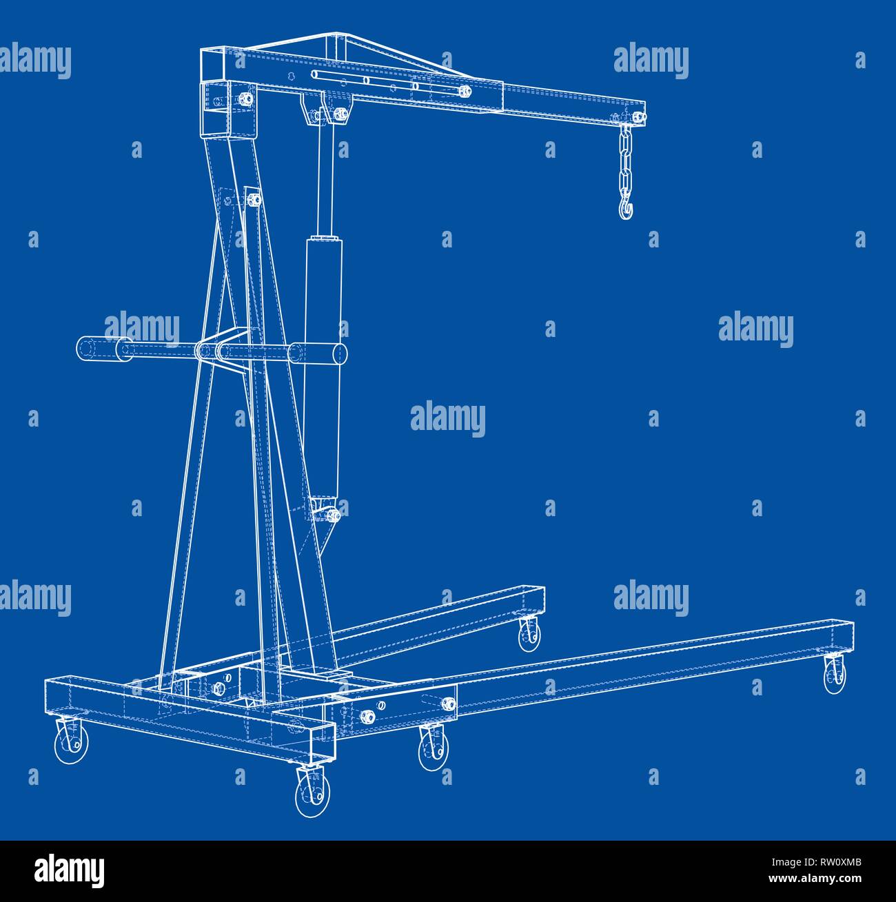 Engine hoist outline. Vector rendering of 3d Stock Vector Image & Art ...