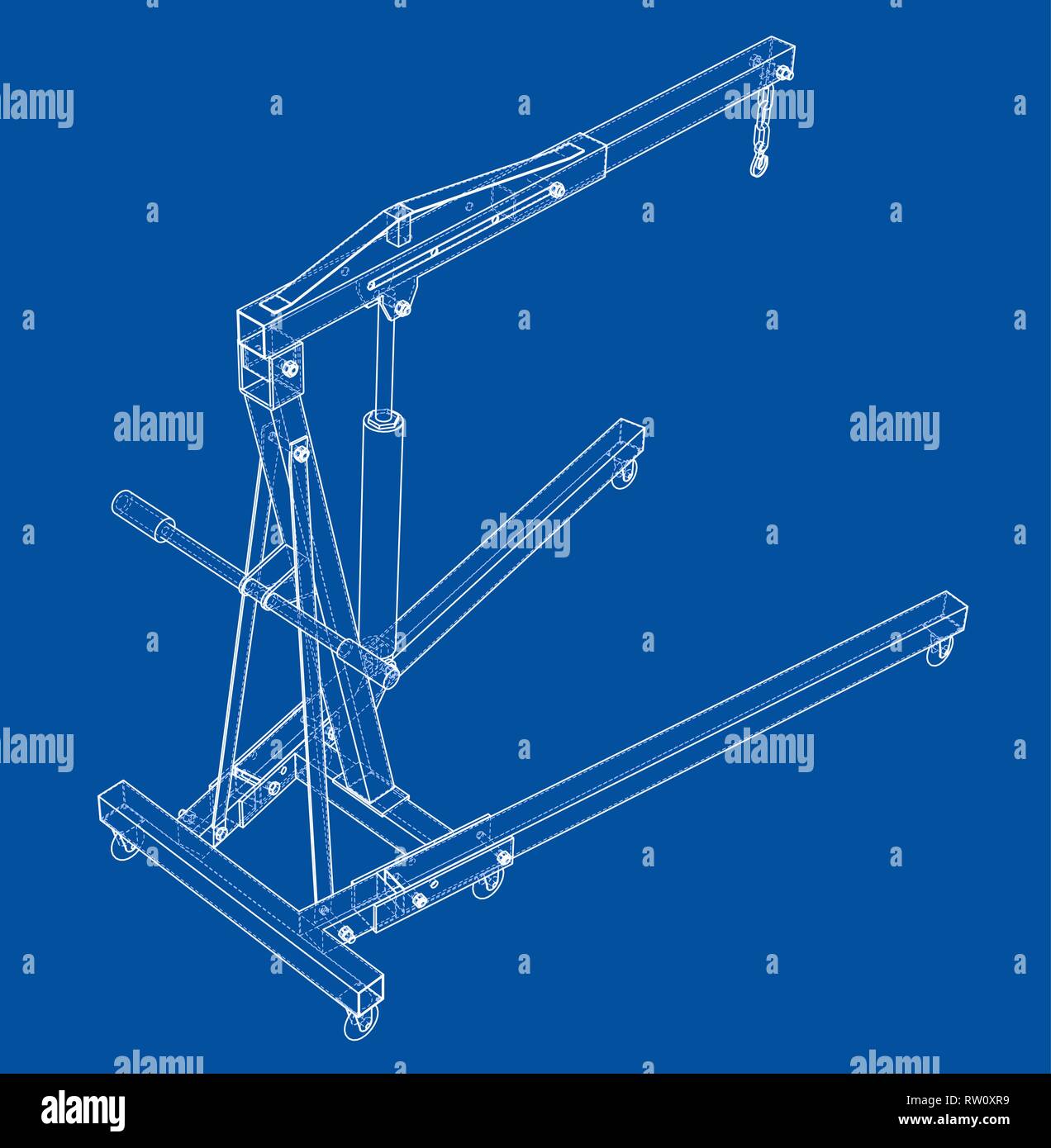 Engine hoist outline. Vector rendering of 3d Stock Vector Image & Art ...