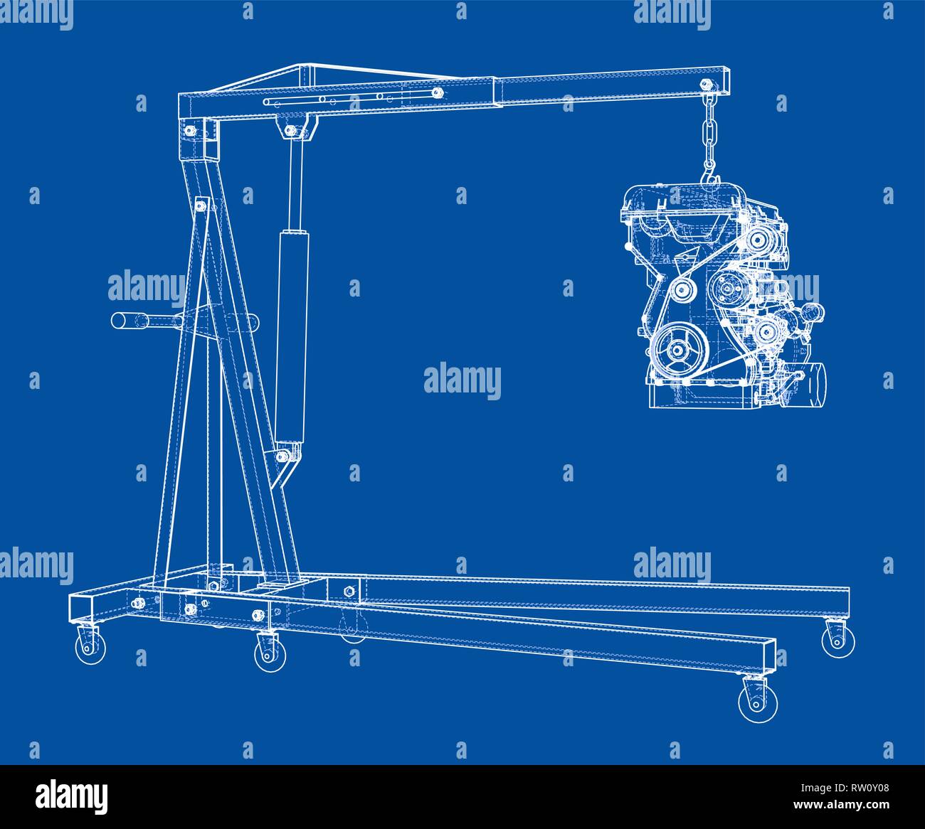 Engine hoist with engine outline Stock Vector Image & Art - Alamy