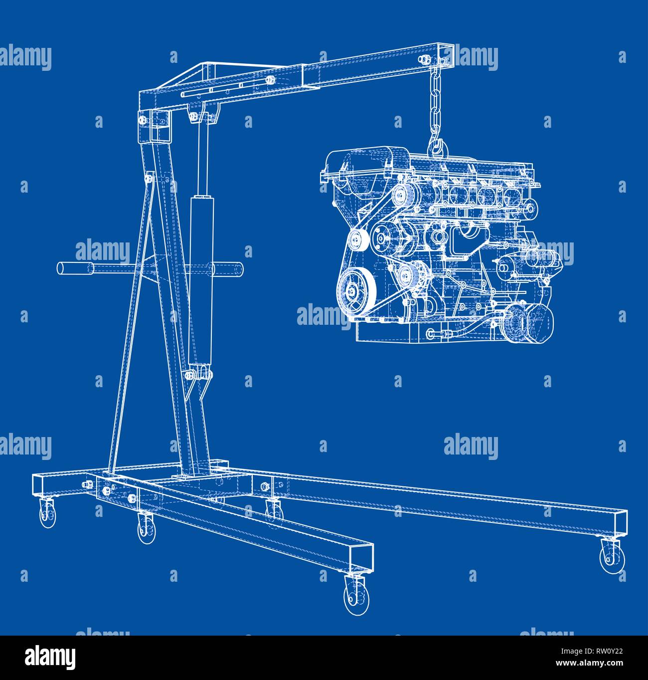 Engine hoist with engine outline Stock Vector Image & Art - Alamy
