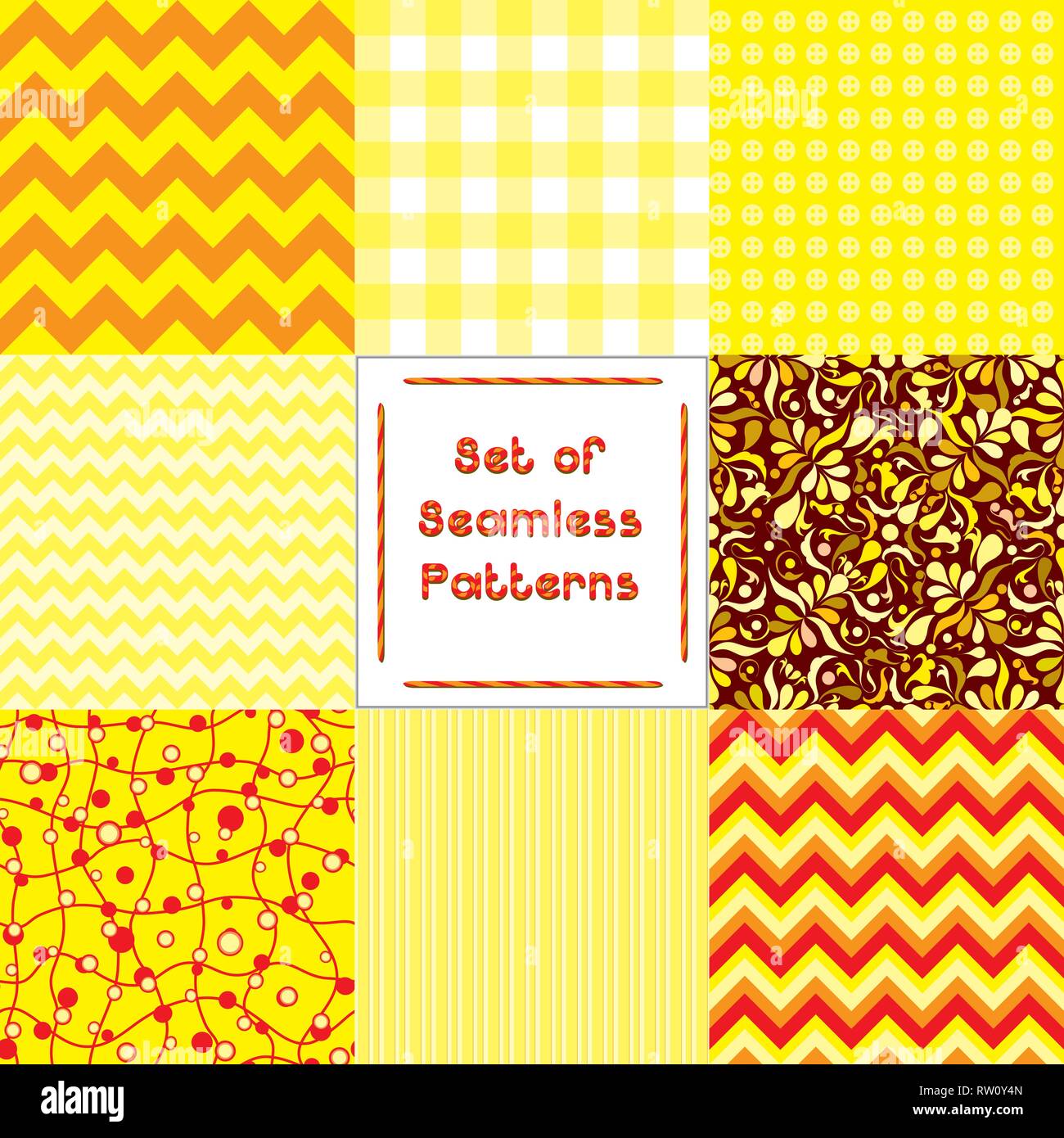 Set of abstract seamless backgrounds with Yellow pattern,vector ...