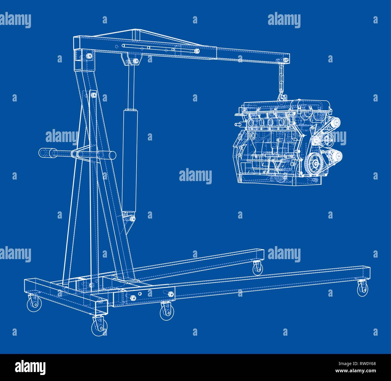 Engine hoist with engine outline Stock Vector Image & Art - Alamy