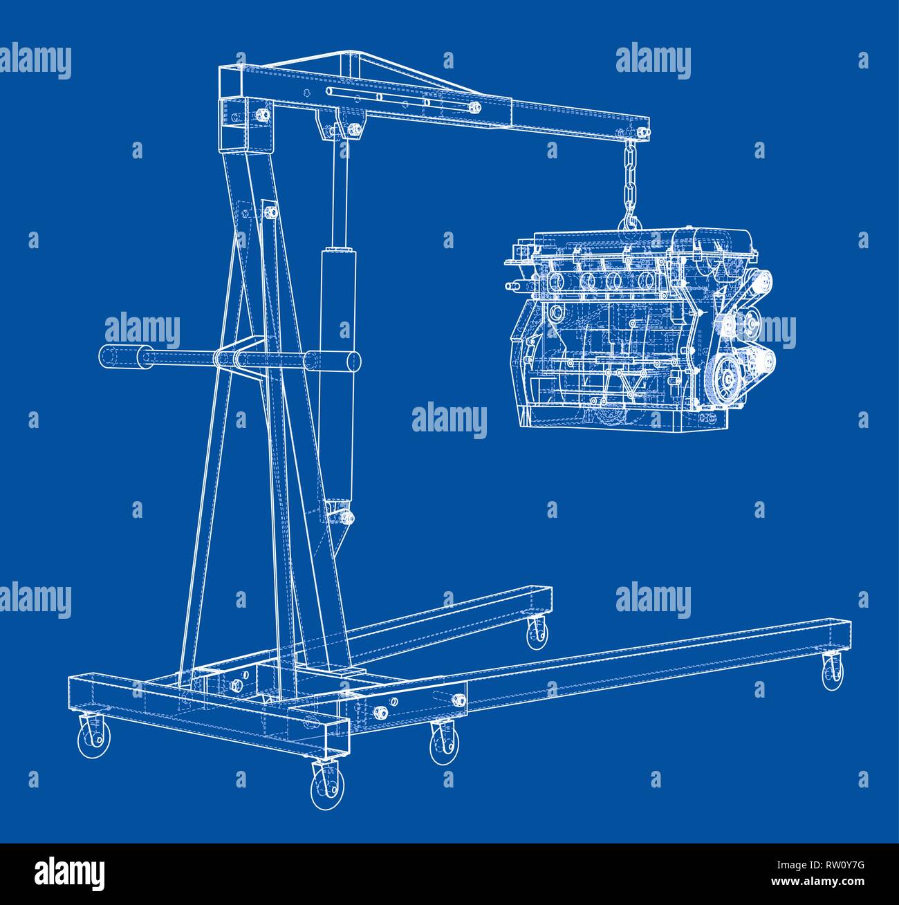 Engine hoist with engine outline Stock Vector Image & Art - Alamy