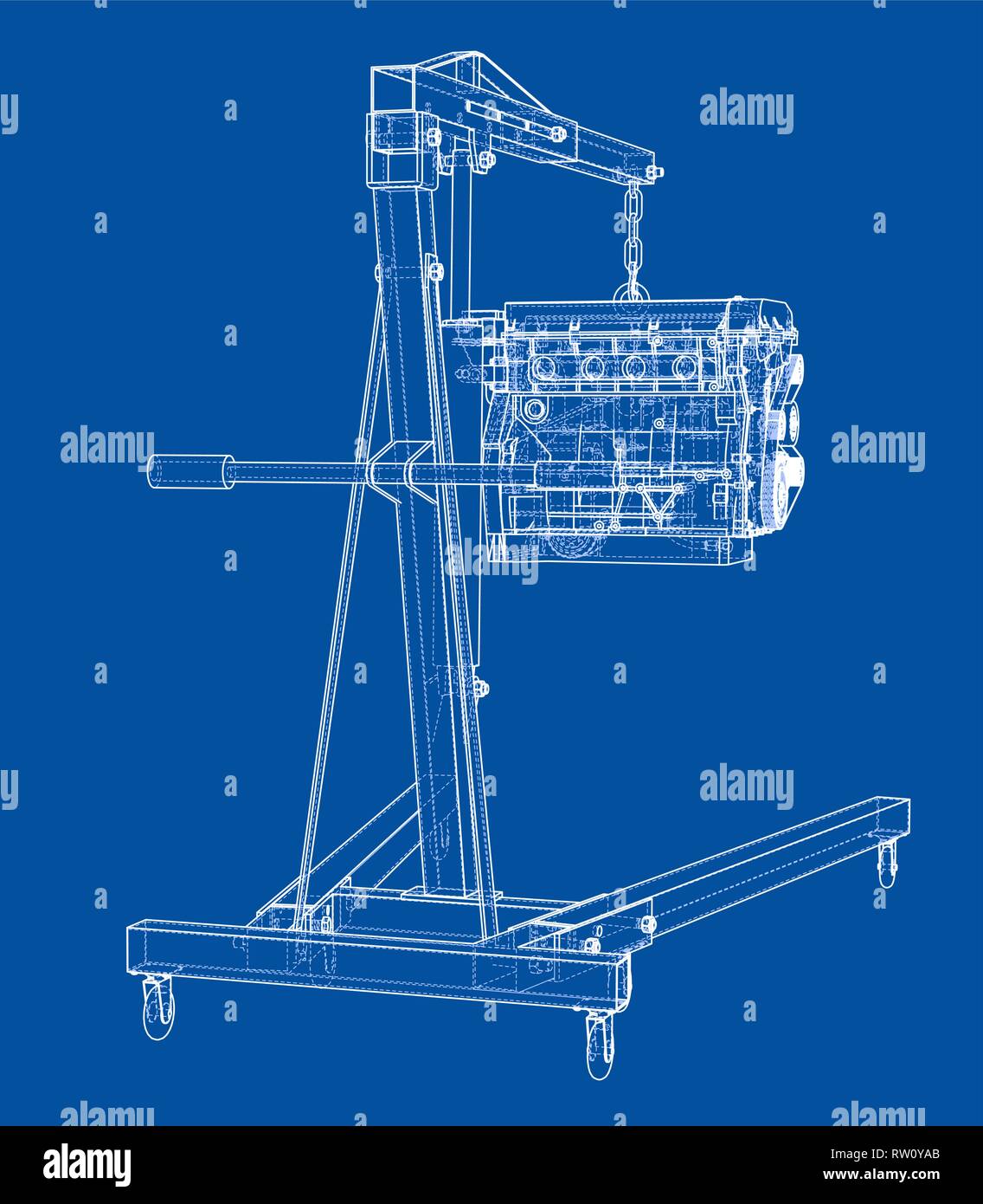 Engine hoist with engine outline Stock Vector Image & Art - Alamy
