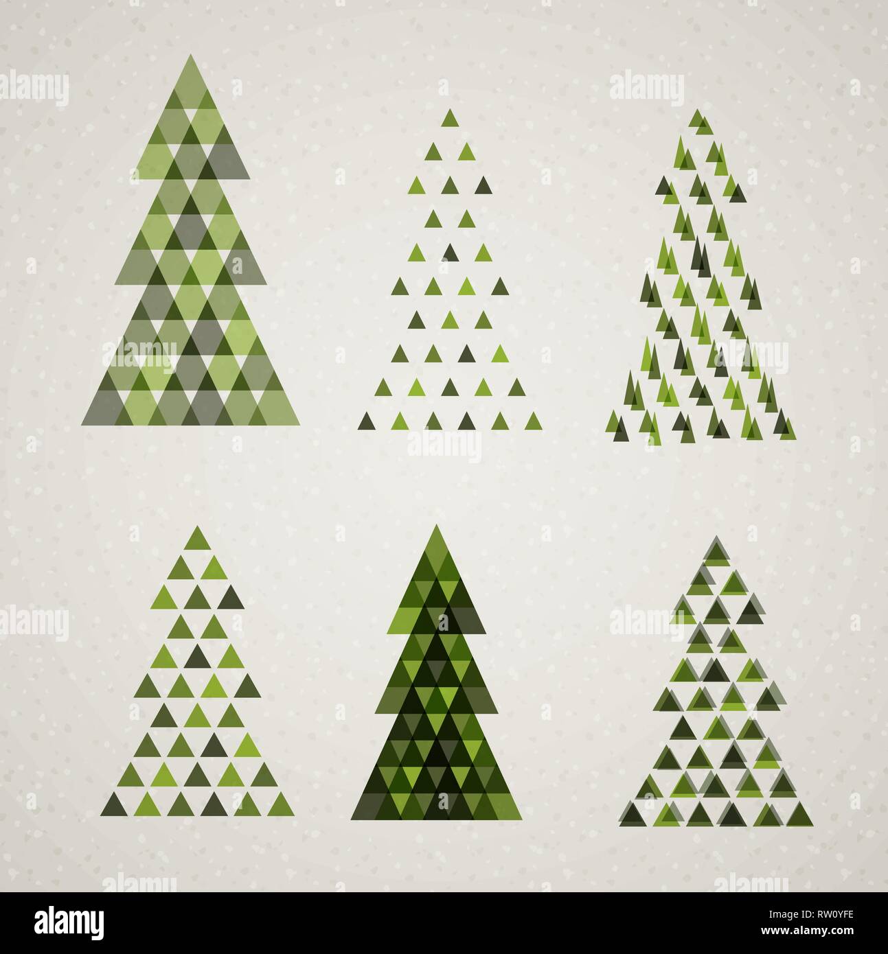 Collection of Vintage retro vector Christmas green trees made from ...