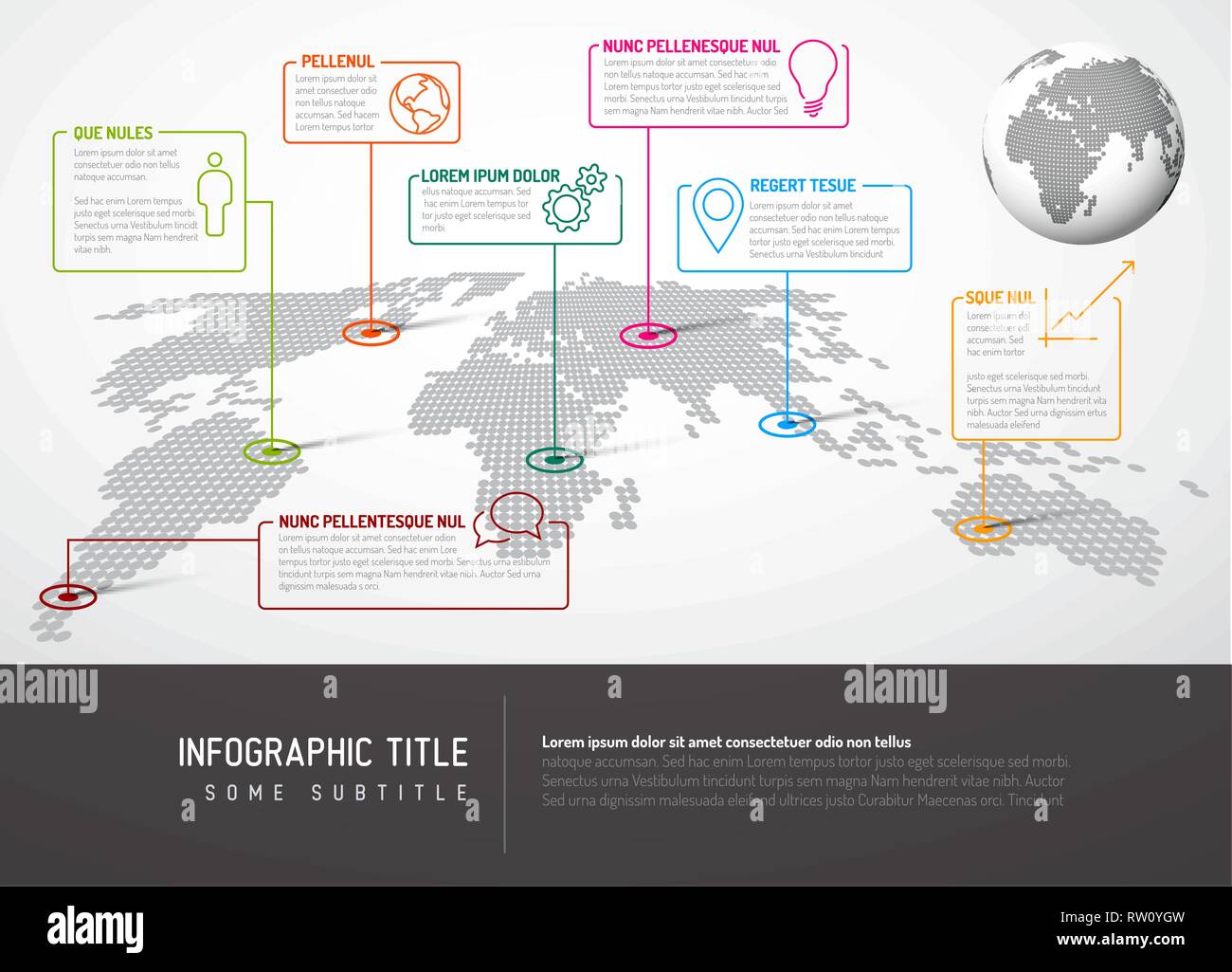 Light World Map With Pointer Marks And Icons Communication Concept
