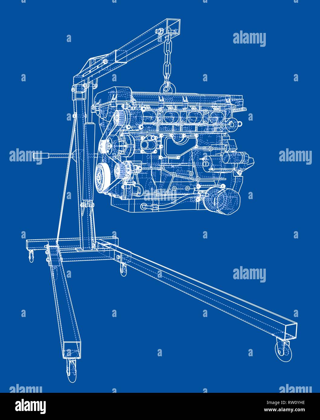 Engine hoist with engine outline Stock Vector Image & Art - Alamy