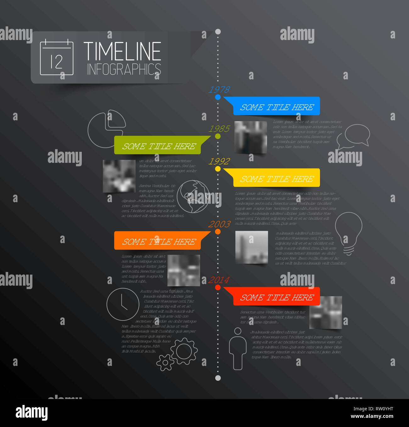 Vector Infographic timeline report template with icons, labels and ...
