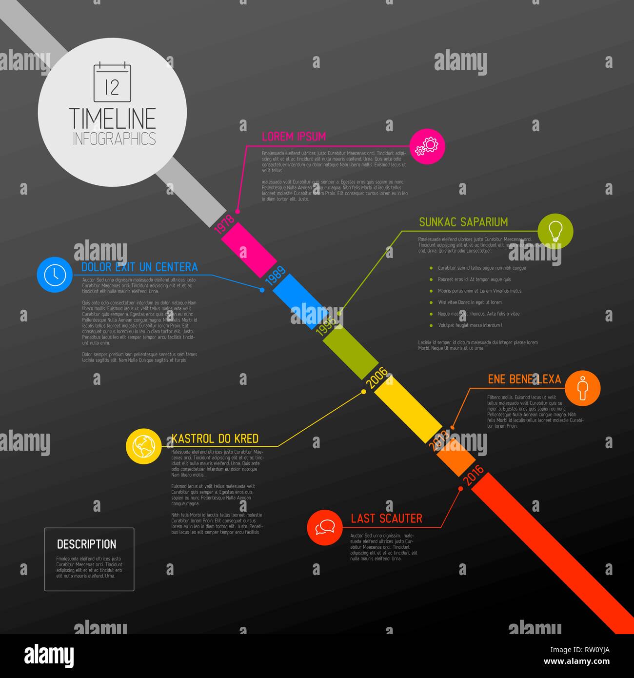 Vector Infographic diagonal timeline report template with the biggest ...