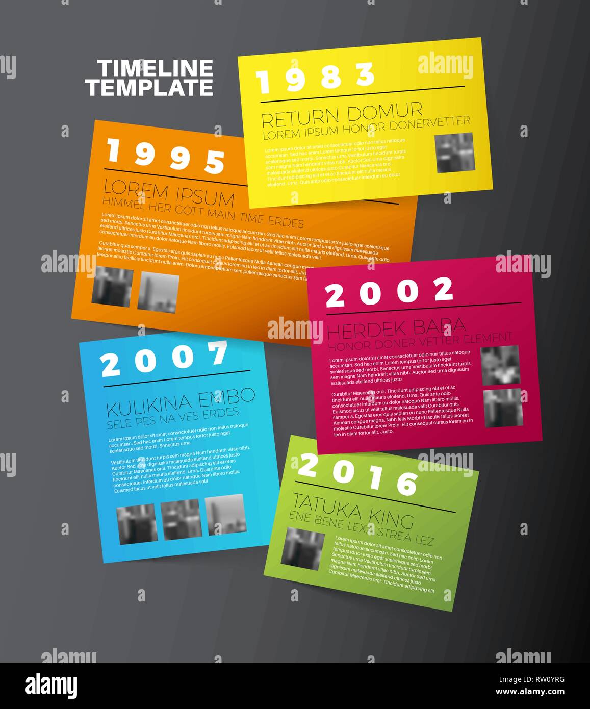 Vector Dark Infographic typographic timeline report template with the ...