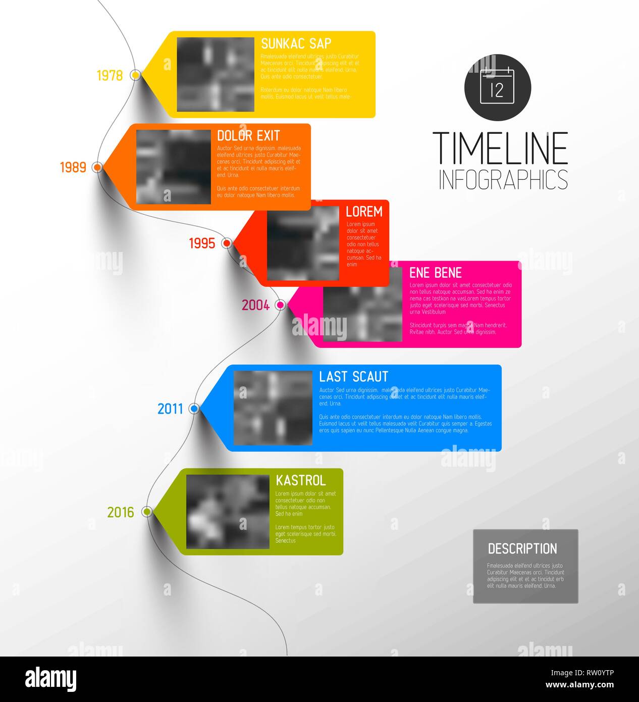 Vector colorful Infographic typographic timeline report template with ...