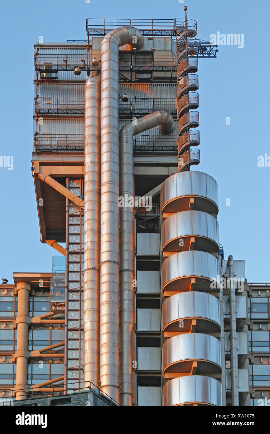 Pipes and Spirals Stairs at Inside Out Building in London Stock Photo ...