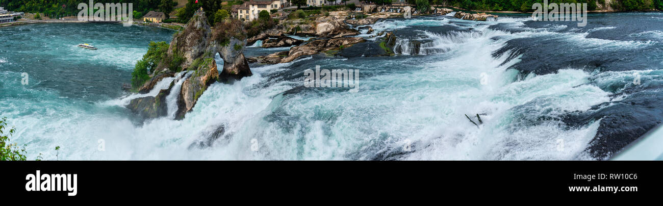 The Rhine Falls is the largest plain waterfall in Europe Stock Photo ...