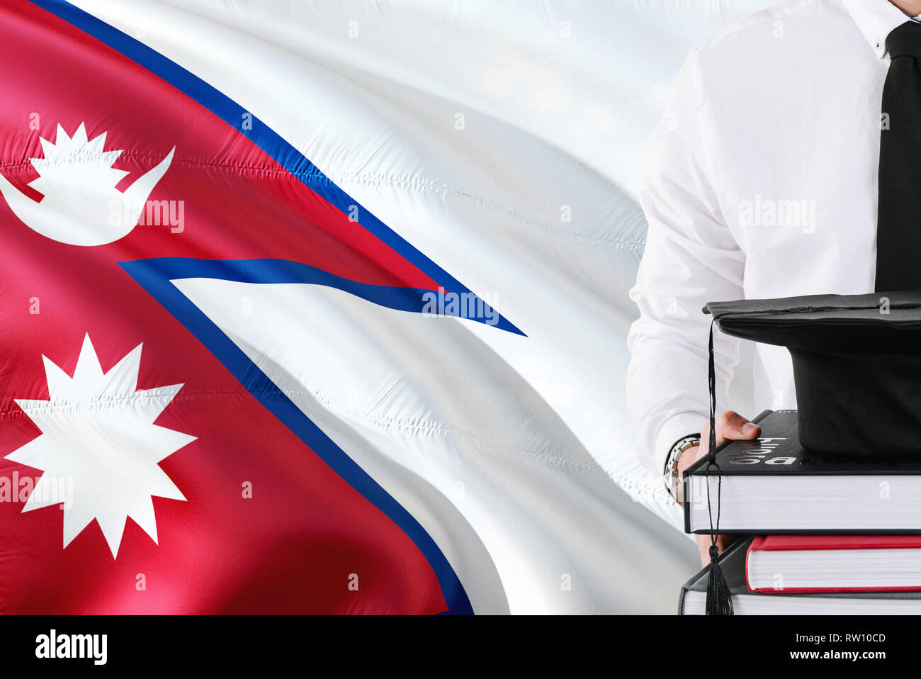 Successful Nepalese student education concept. Holding books and ...