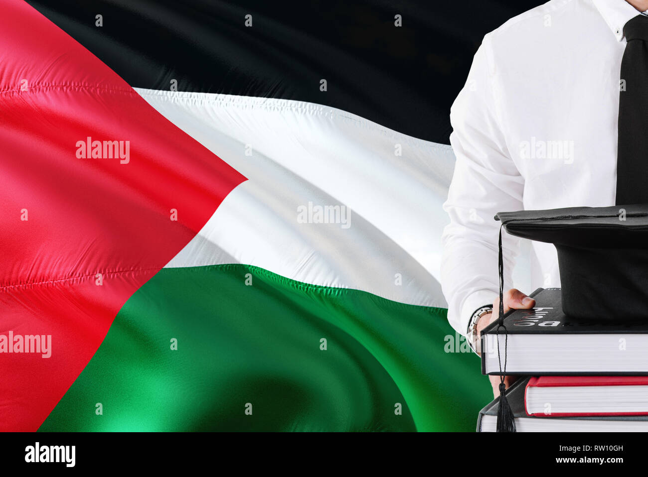 Successful Palestinian student education concept. Holding books and ...