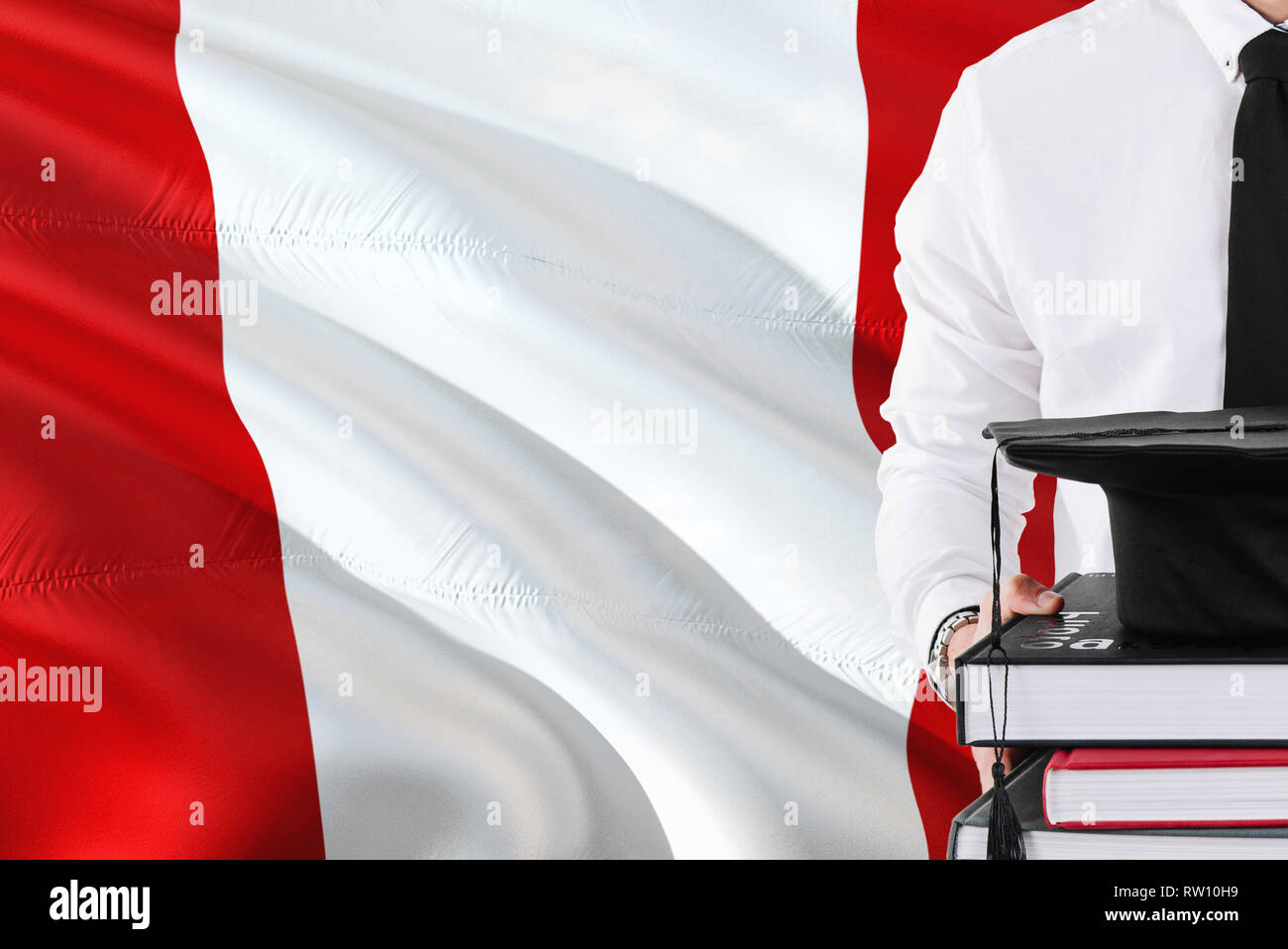 Successful Peruvian student education concept. Holding books and ...