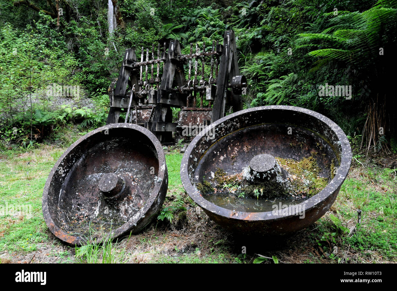 Stamping machine and associated machinery used to crush gold bearing ...