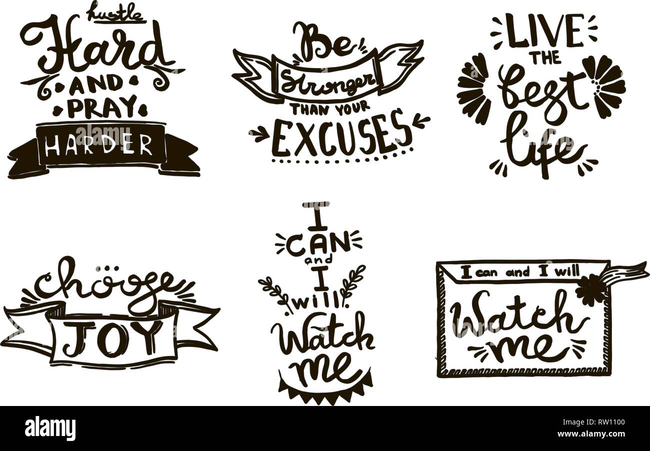 Vector Chalkboard phrase handwriting calligraphy. Black and white ...
