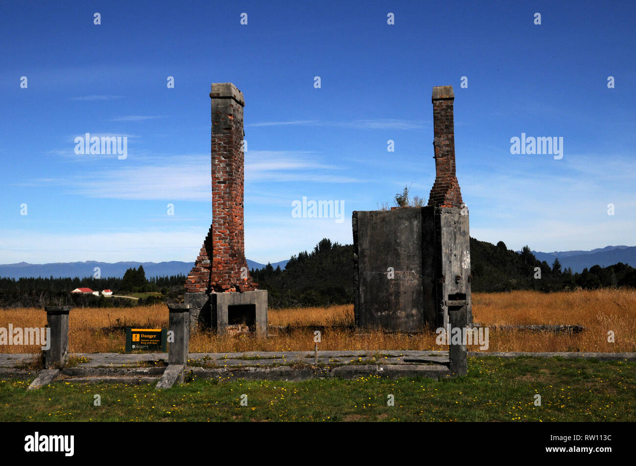 Remains of the town of Waiuta. The town prospered in the early 1900s ...