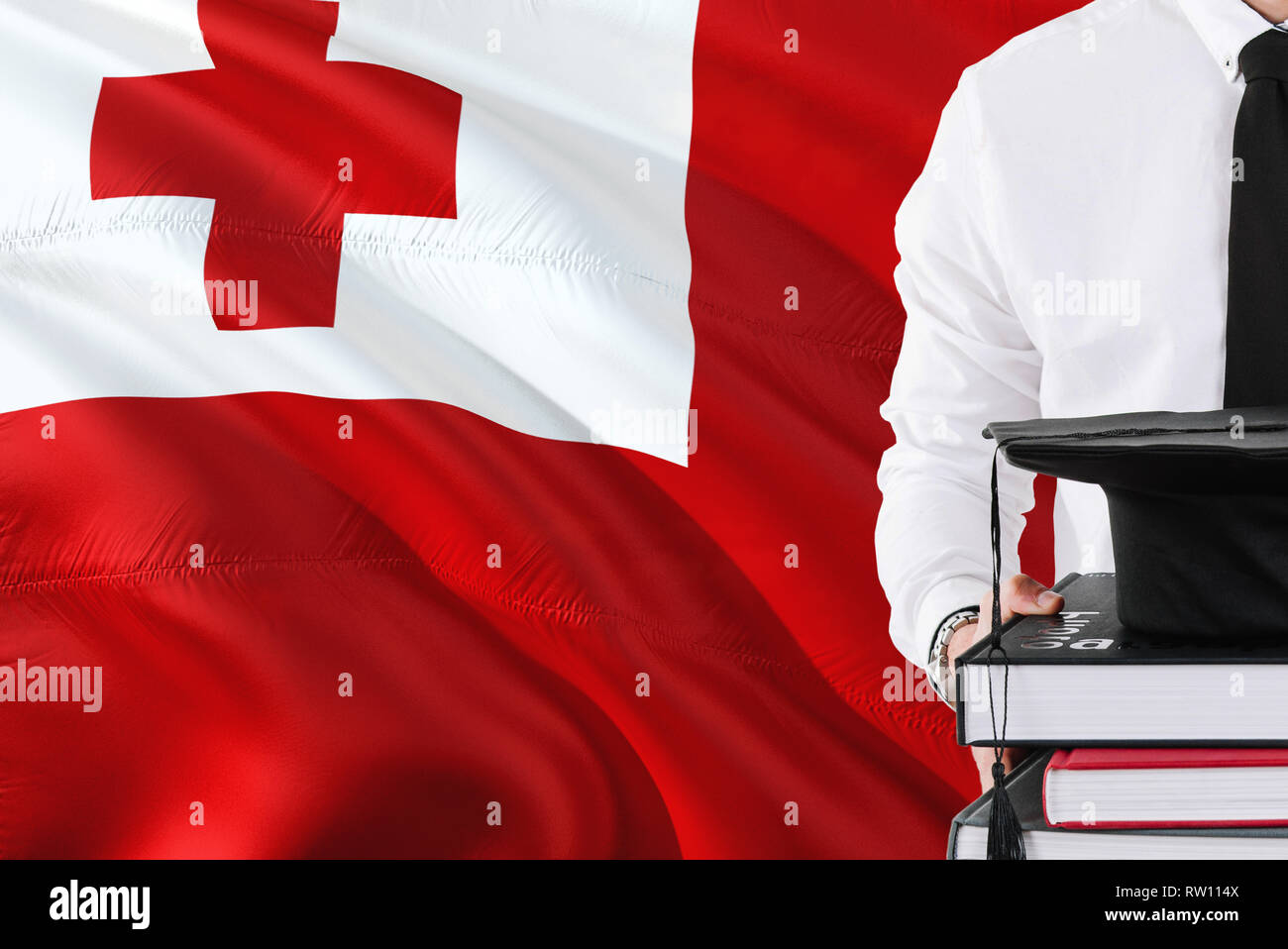 Successful Tongan student education concept. Holding books and ...