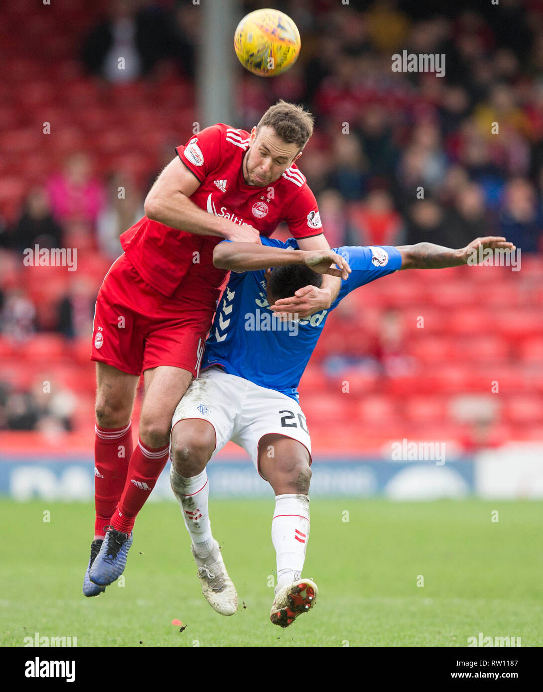 Aberdeens andrew considine fouls rangers alfredo morelos hi-res stock ...
